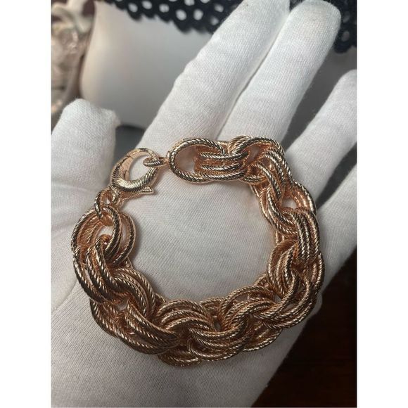 Milor | Jewelry | Milor Italy Bronzetriple Link Textured Rolo Design ...